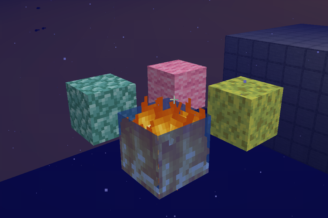 Image showing fire underwater in Minecraft.